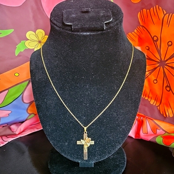 Jewelry | 52 Cross Necklace 14kt Gold Filled Ppc Crucifix W Rose 18 ...